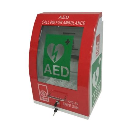 Defib cabinet - red curved indoor lockable | St John Ambulance SA