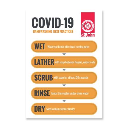 Poster A3 self-adhesive - COVID-19 hand washing | St John Ambulance SA