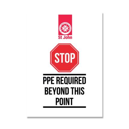 Poster A3 self-adhesive - Stop, PPE required | St John Ambulance SA