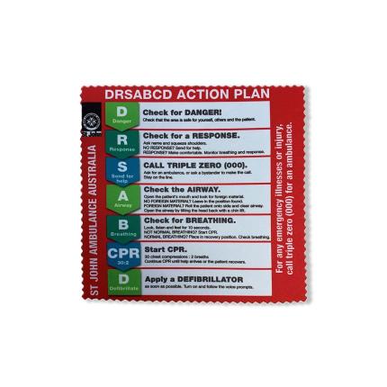 DRSABCD action plan lens cloth | St John Ambulance SA