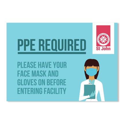 Poster A3 self-adhesive - PPE required | St John Ambulance SA