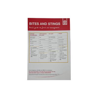 Bites / Stings Treatment Instruction Card - A5 | St John Ambulance SA